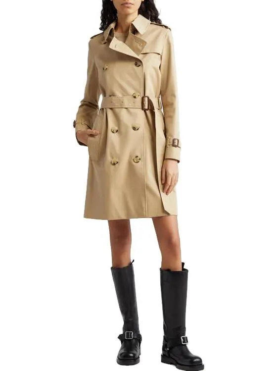 Burberry Kensington Water Resistant Gabardine Trench Coat - Honey