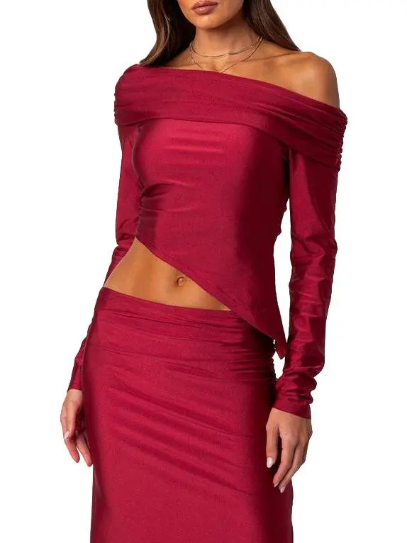 EDIKTED Reema One-shoulder Top - Red