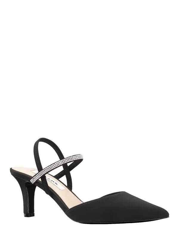 Nina Billie Slingback Pumps - Black Luster Satin