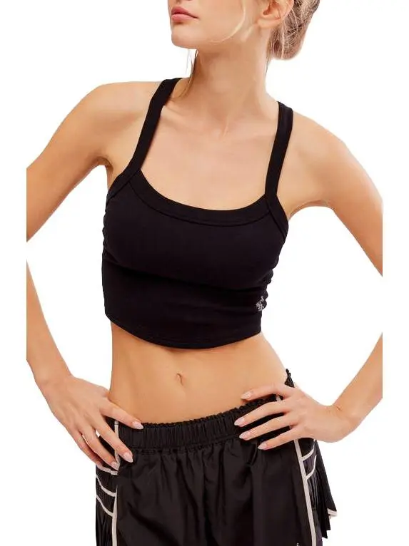 Free People All Clear Rib Crop Camisole - Black