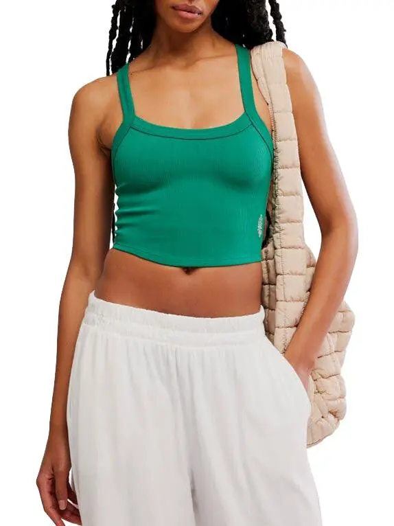 Free People All Clear Rib Crop Camisole - Green Glow