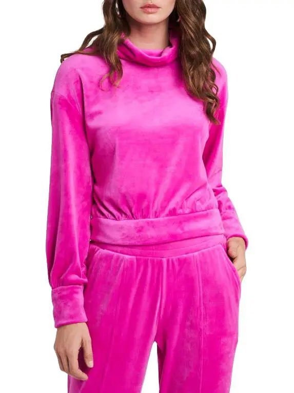 1.State Cowl Neck Velour Top - Party Pink