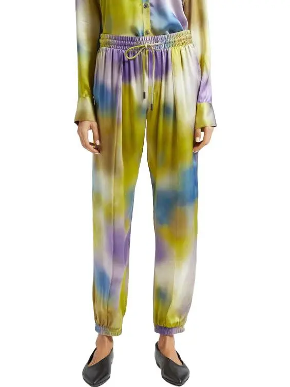 ATM Anthony Thomas Melillo Silk Charmeuse Joggers - Watercolor Print