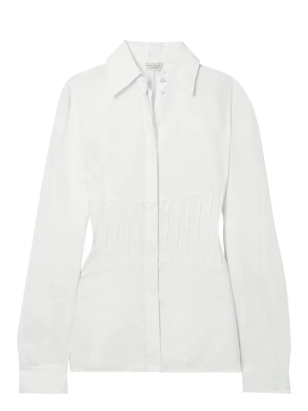 Gabriela Hearst Duff Pleated Linen Shirt - White