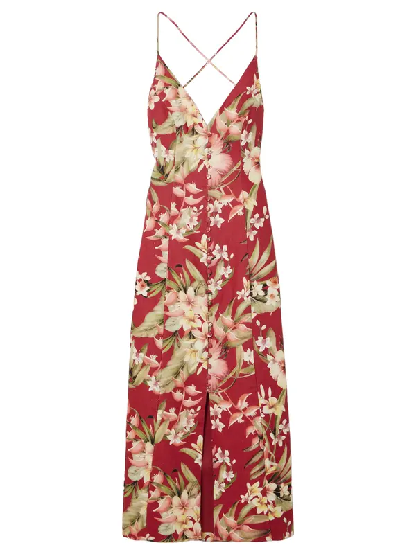 Zimmermann Net Sustain Lexi Floral-print Linen Midi Dress - Red