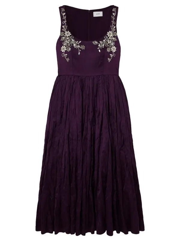 Erdem Embellished Sequined Satin Midi Dress - Burgundy