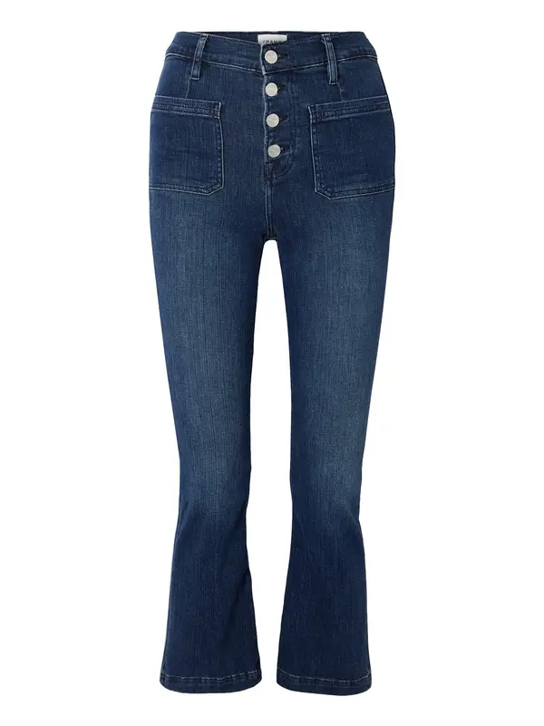 FRAME Le Bardot Cropped Flare Jeans - Blue
