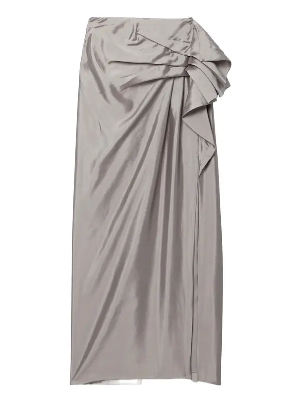 Aje Immersion Draped Silk-blend Maxi Skirt - Gray