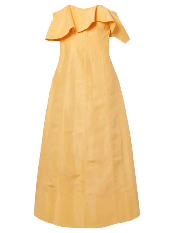 Aje Shallows Strapless Linen-blend Gown - Yellow