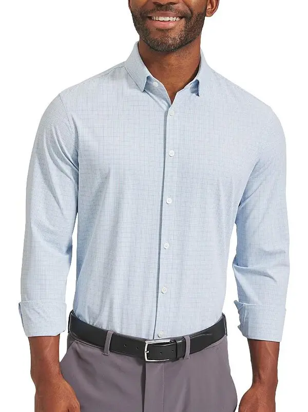 Mizzen+main Leeward Dress Shirt - Light Blue Mini Plaid