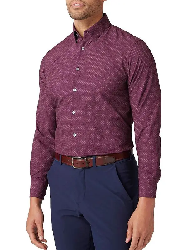 Mizzen+main Leeward Dress Shirt - Plum Gray Dot Print