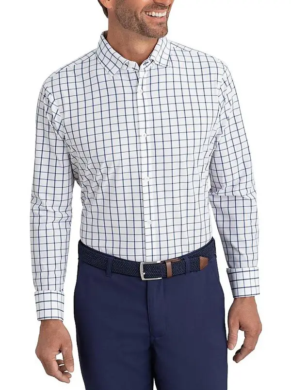 Mizzen+main Leeward Dress Shirt - White Navy Windowpane