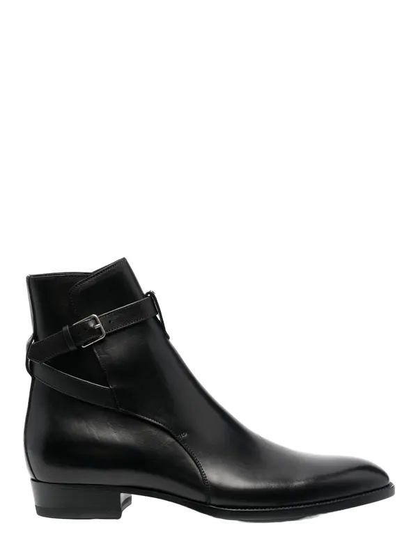 Saint Laurent Buckle-fastened Ankle Boots - Black