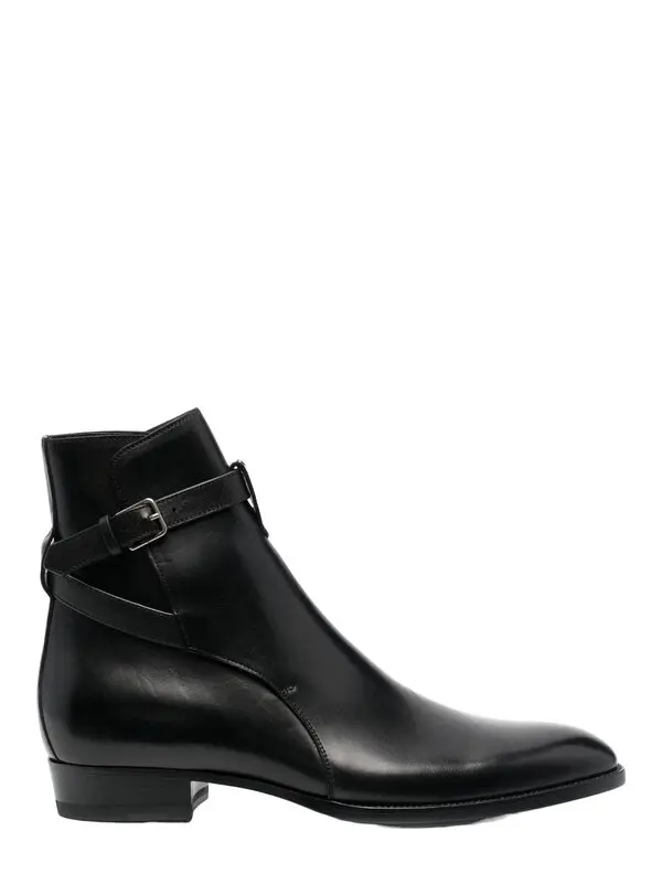 Saint Laurent Buckle-fastened Ankle Boots - Black