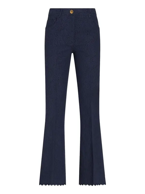 Etro Paisley Jacquard Flared Trousers - Blue