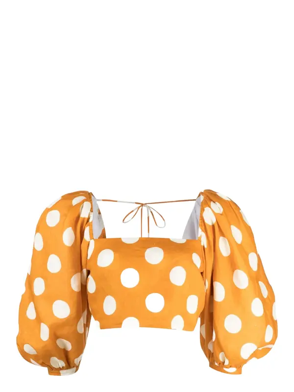 CALA DE LA CRUZ Sami Polka Dot Blouse - Orange