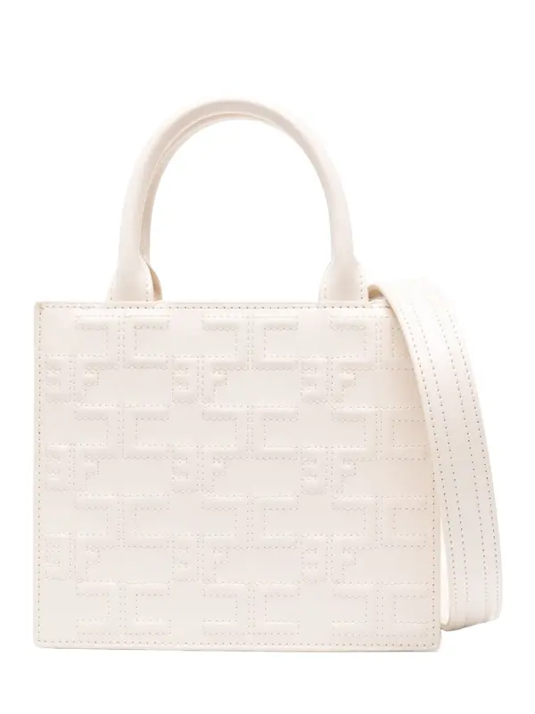 Elisabetta Franchi Small Monogram-embossed Tote Bag - White