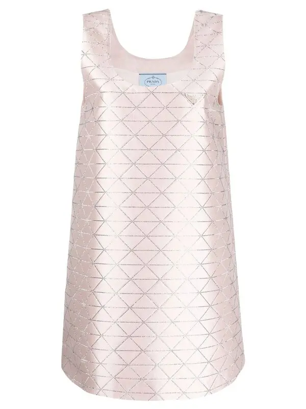 Prada Rhinestone Embellished Triangle Dress - Pink