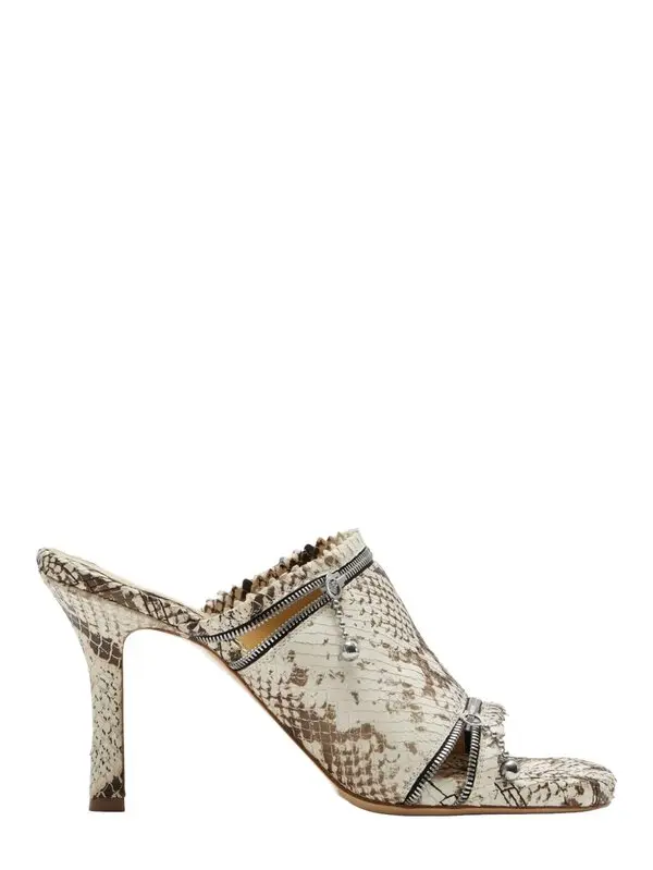Burberry 85mm Snakeskin Leather Sandals - Neutrals