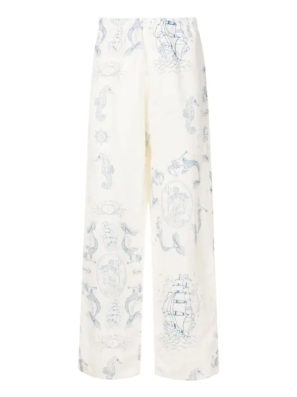 AMIR SLAMA Graphic-print Trousers - White