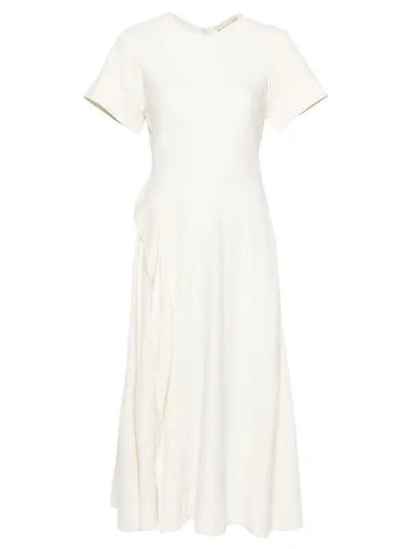 Ulla Johnson Ruffle-detail Round-neck Midi Dress - Neutrals