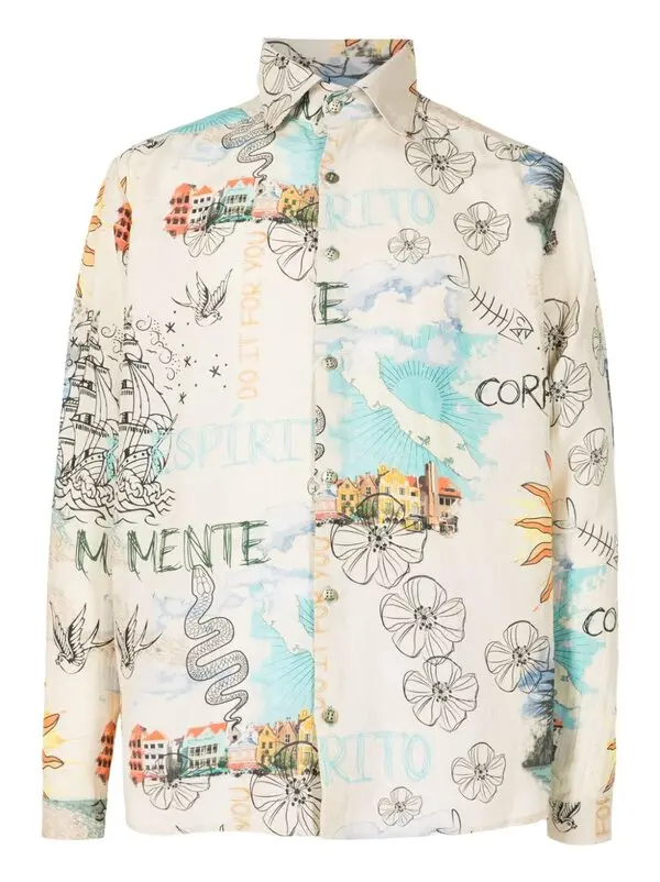 AMIR SLAMA Graphic-print Button-up Shirt - Multicolour