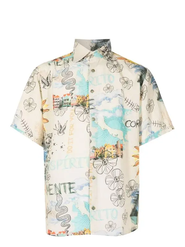 AMIR SLAMA Graphic-print Button-up Shirt - Multicolour