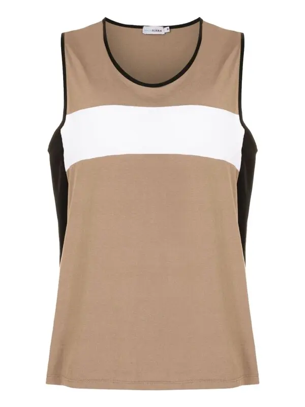 AMIR SLAMA Colour-block Tank Top - Brown