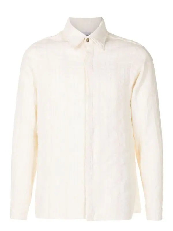 AMIR SLAMA Striped Jacquard Cotton Shirt - Neutrals