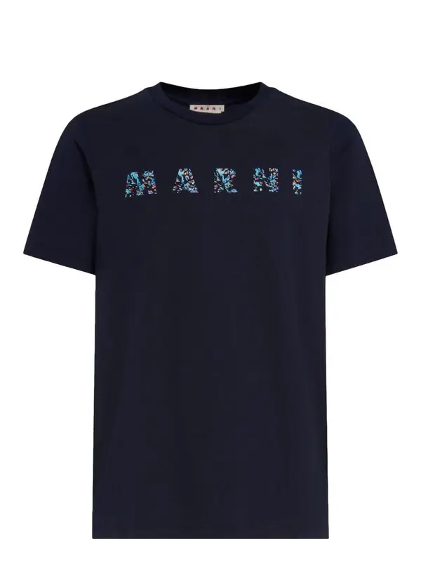 Marni Logo-print Cotton T-shirt - Blue
