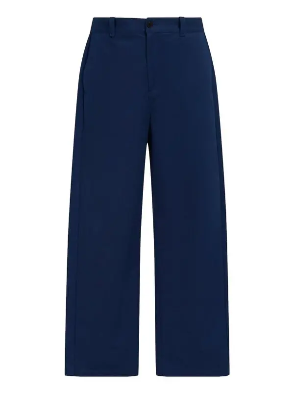 Marni Logo-waistband Cotton Trousers - Blue