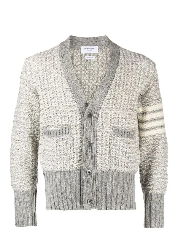 Thom Browne 4-bar Mélange-effect Cardigan - Grey