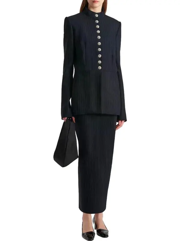 Khaite The Samuel Pinstriped Jacket - Blue