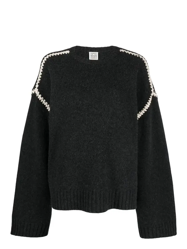 TOTEME Embroidered Wool Jumper - Grey