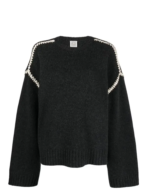 TOTEME Embroidered Wool Jumper - Grey