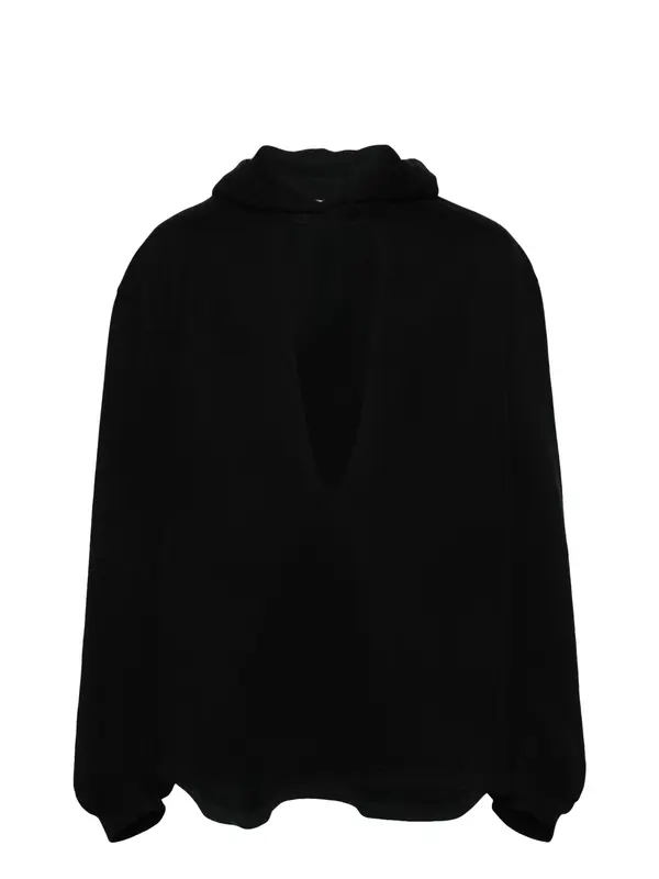 Random Identities Plunge-v Cotton Hoodie - Black