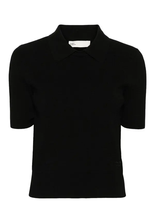 Tory Burch Knitted Polo Top - Black