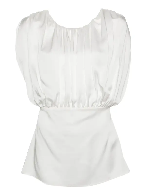 JIL SANDER Ruched Sleeveless Blouse - White