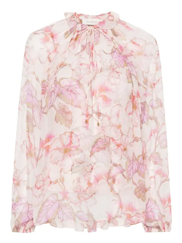 Zimmermann Matchmaker Billow Floral-print Blouse - Pink
