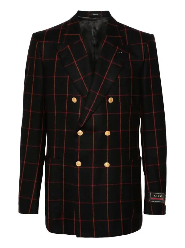 Gucci Logo-patch Double-breasted Blazer - Black