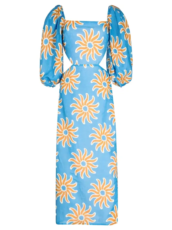 CALA DE LA CRUZ Timbiqui Graphic-print Linen Dress - Multicolour
