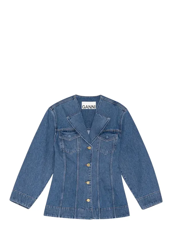 GANNI Tailored Denim Blazer - Blue