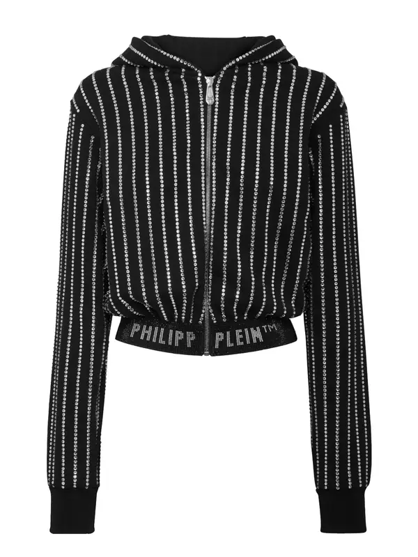 Philipp Plein Crystal-embellished Zip-up Hoodie - Black