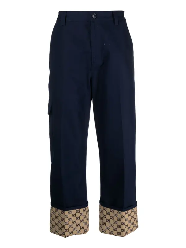 Gucci Gg Supreme Straight-leg Trousers - Blue