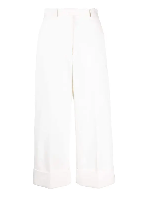 Thom Browne High-waisted Wide-leg Trousers - White