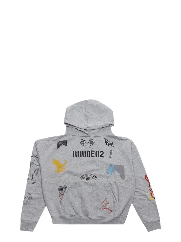 Rhude Scrible Hoodie - Grey