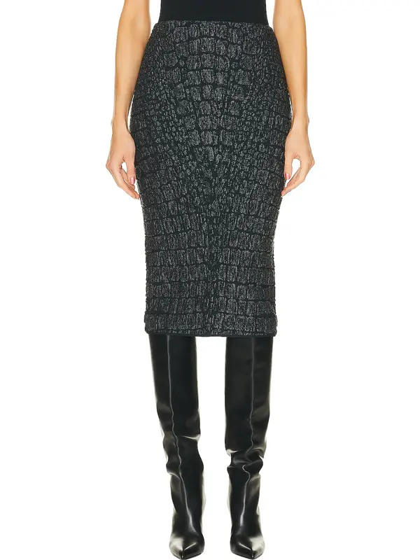 Alaïa Pencil Skirt - Noir & Vert