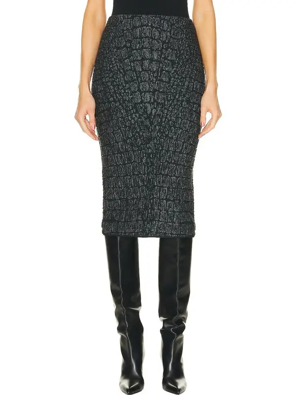 Alaïa Pencil Skirt - Noir & Vert
