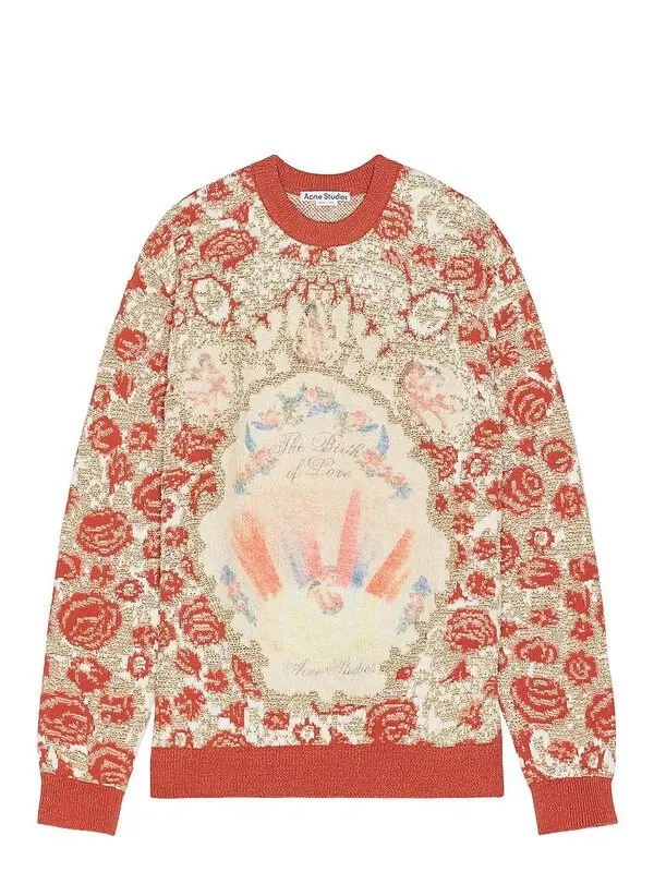 Acne Studios Graphic Knit Sweater - Blossom Pink & Gold