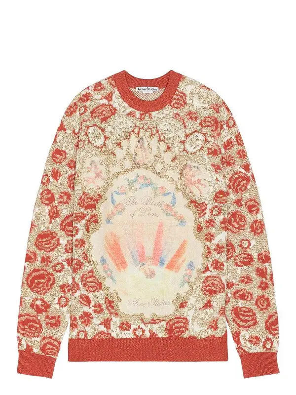 Acne Studios Graphic Knit Sweater - Blossom Pink & Gold